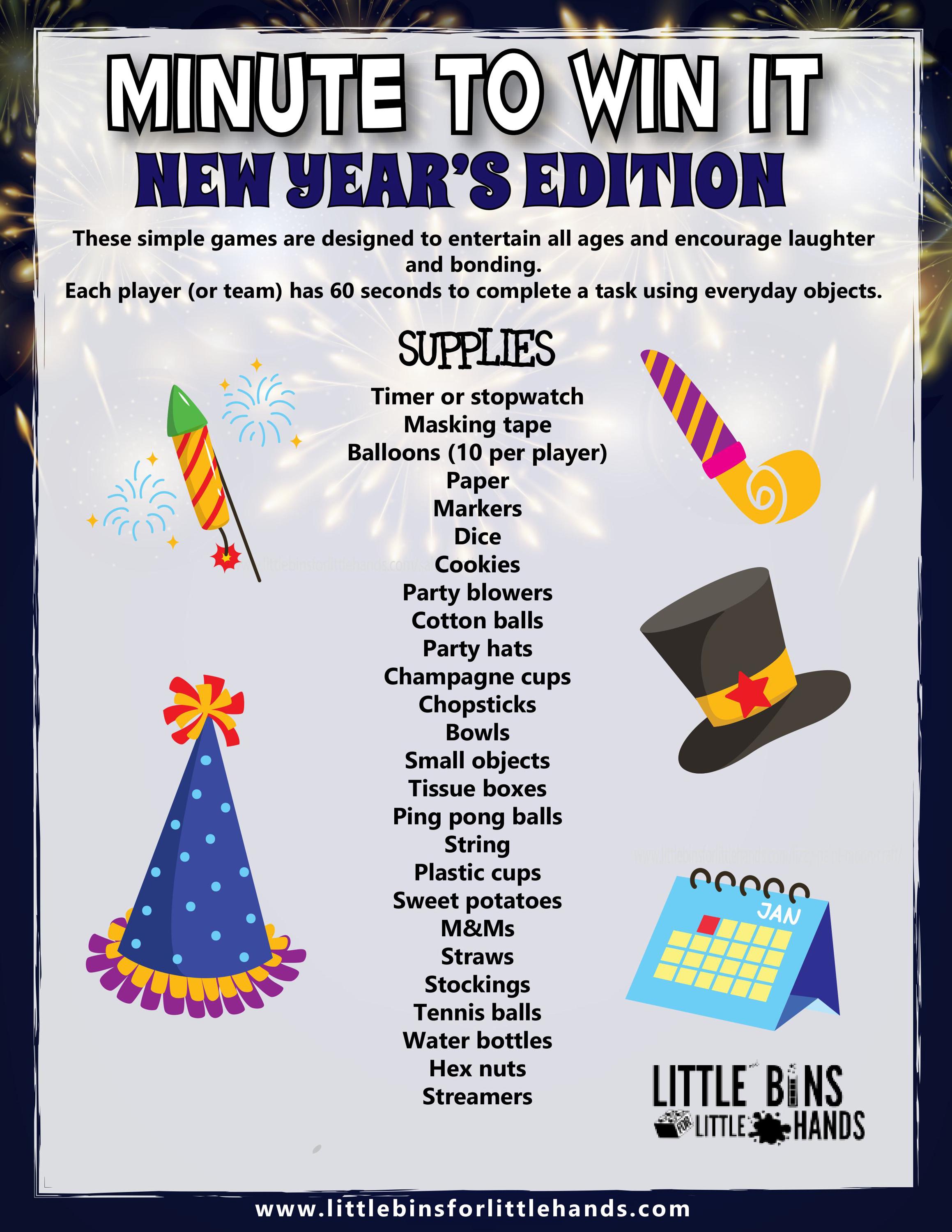 New Year's Eve Minute to Win It Games - Etsy