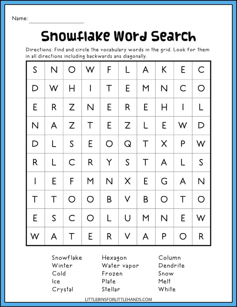 Snowflake Activity Pack - Etsy