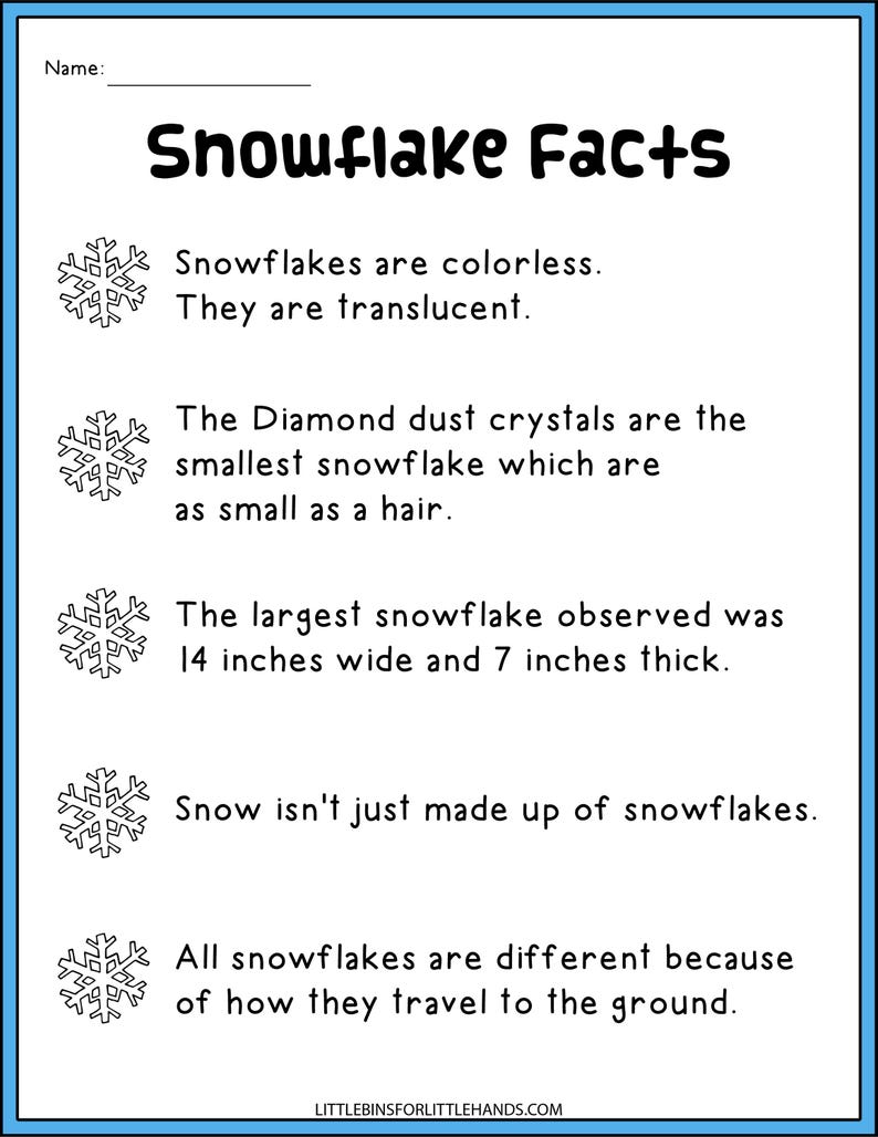 Snowflake Activity Pack - Etsy