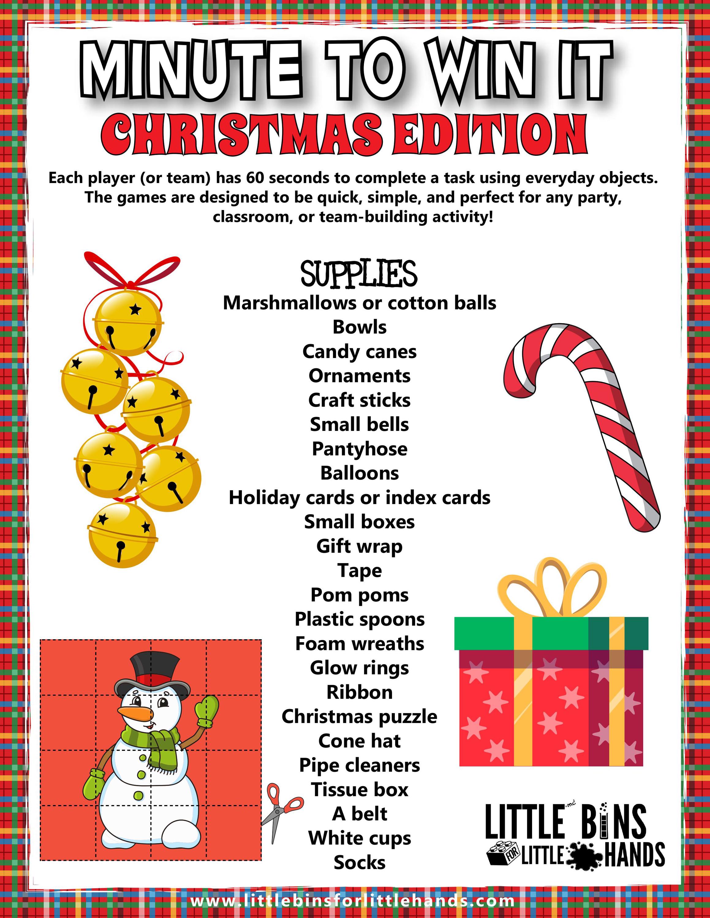 Christmas Minute to Win It Games for Kids - Etsy