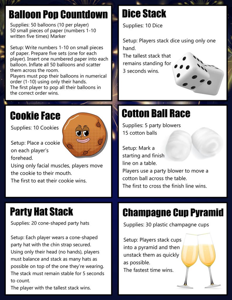 New Year's Eve Minute to Win It Games - Etsy