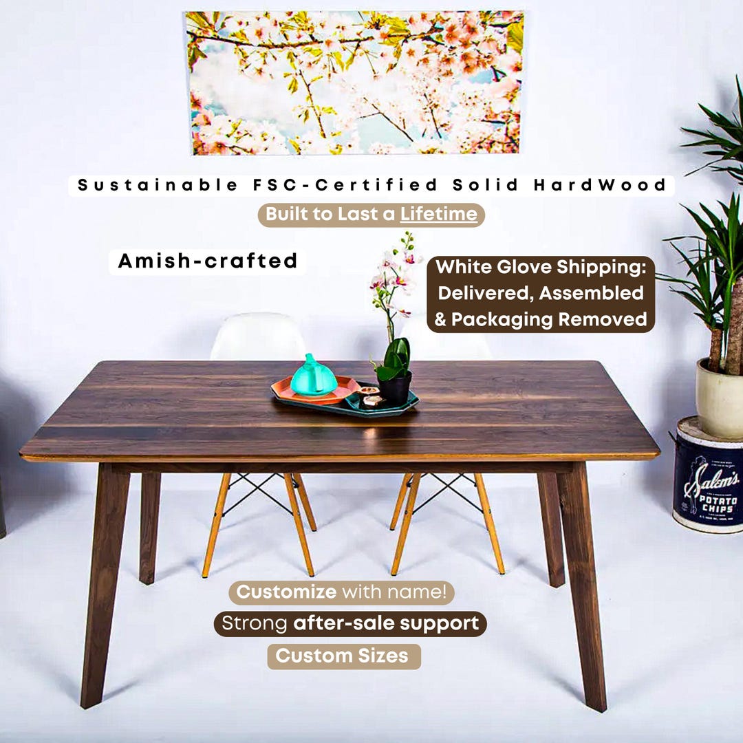 Solid Hardwood Dining Table, Handcrafted Rustic Solid Wood Dining Table ...