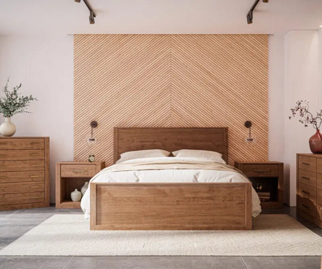 The Rigo: Queen Bed Frame Handcrafted From Solid Hardwood - Etsy