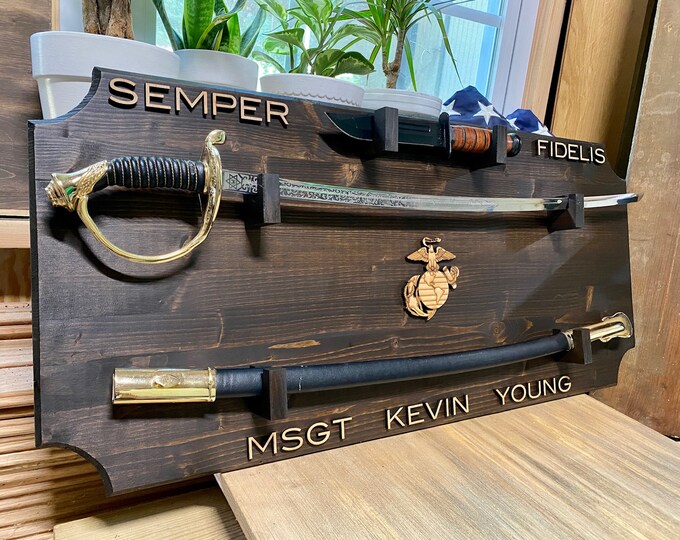Kabar & NCO / Officer Military Sword Display Holder - Custom Wooden - Etsy