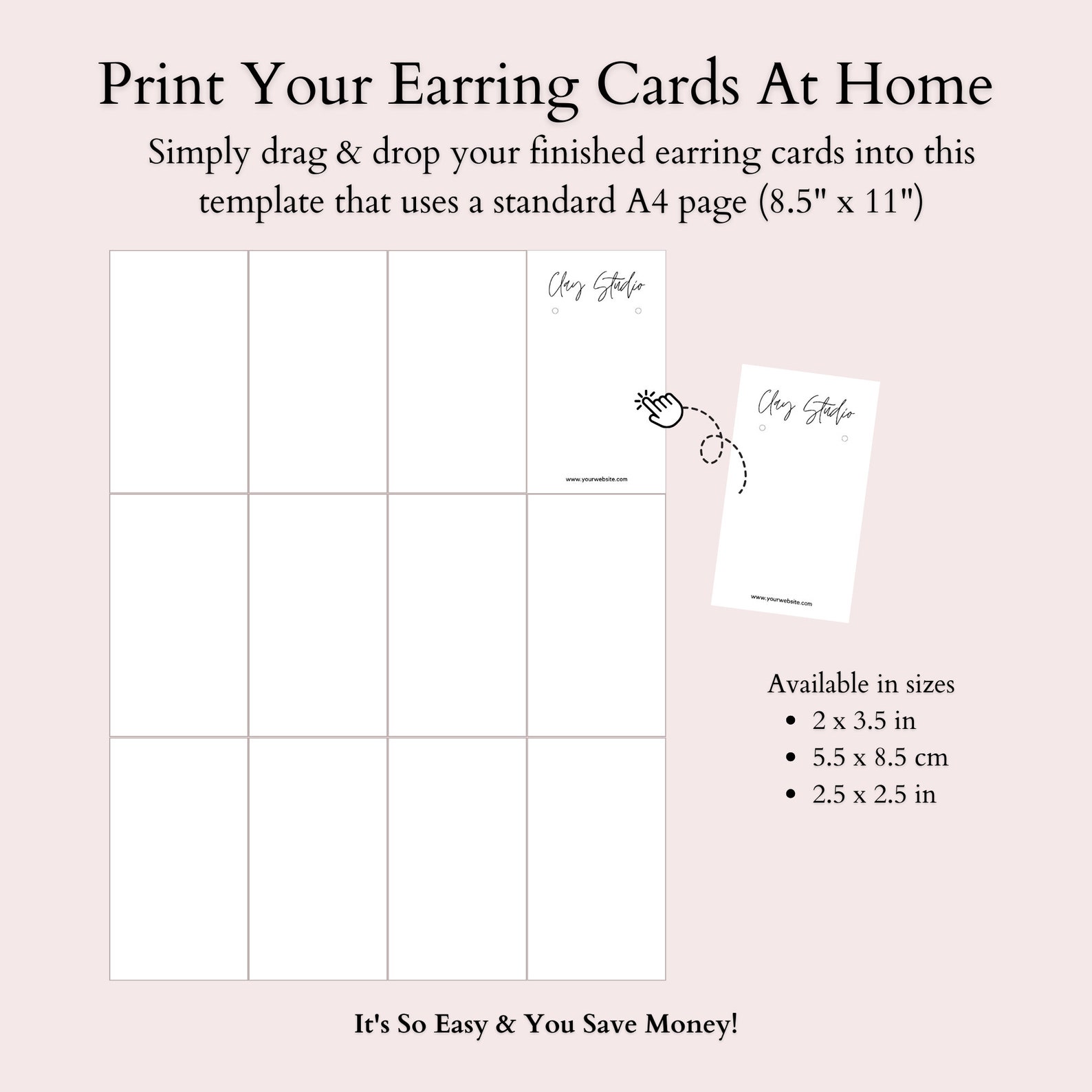 Editable Earring Card Template | Jewelry Display Card | Printable ...