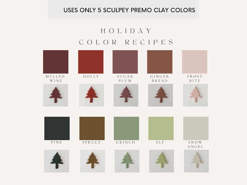 Polymer Clay Color Recipes Holiday Palette Sculpey Premo - Etsy