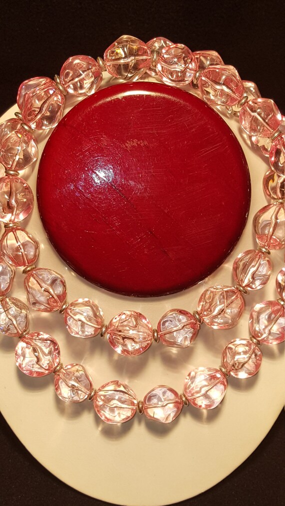 Vintage 1970's Pink Faux Crystal Necklace - Gem