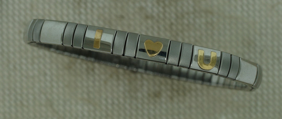 RCI Stainless Steel and 18kt Yellow Gold Stretch Bracelet I LOVE U - Etsy