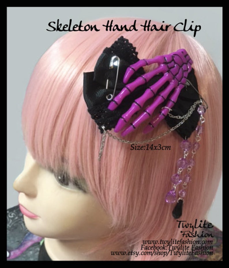 Skeleton Hand Hair Clip - Halloween/gothic/punk/alternative Fashion ...