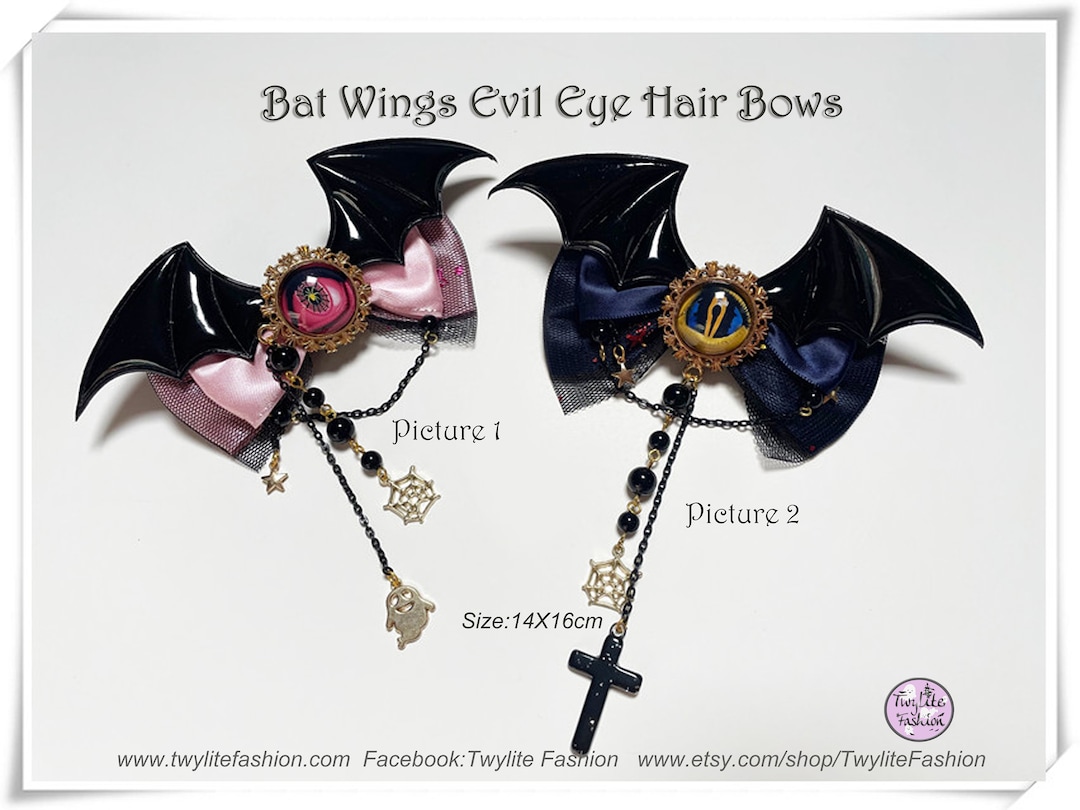 Bat Wings Evil Eye Hair Bows - Halloween/gothic Lolita/punk/creepy Cute ...