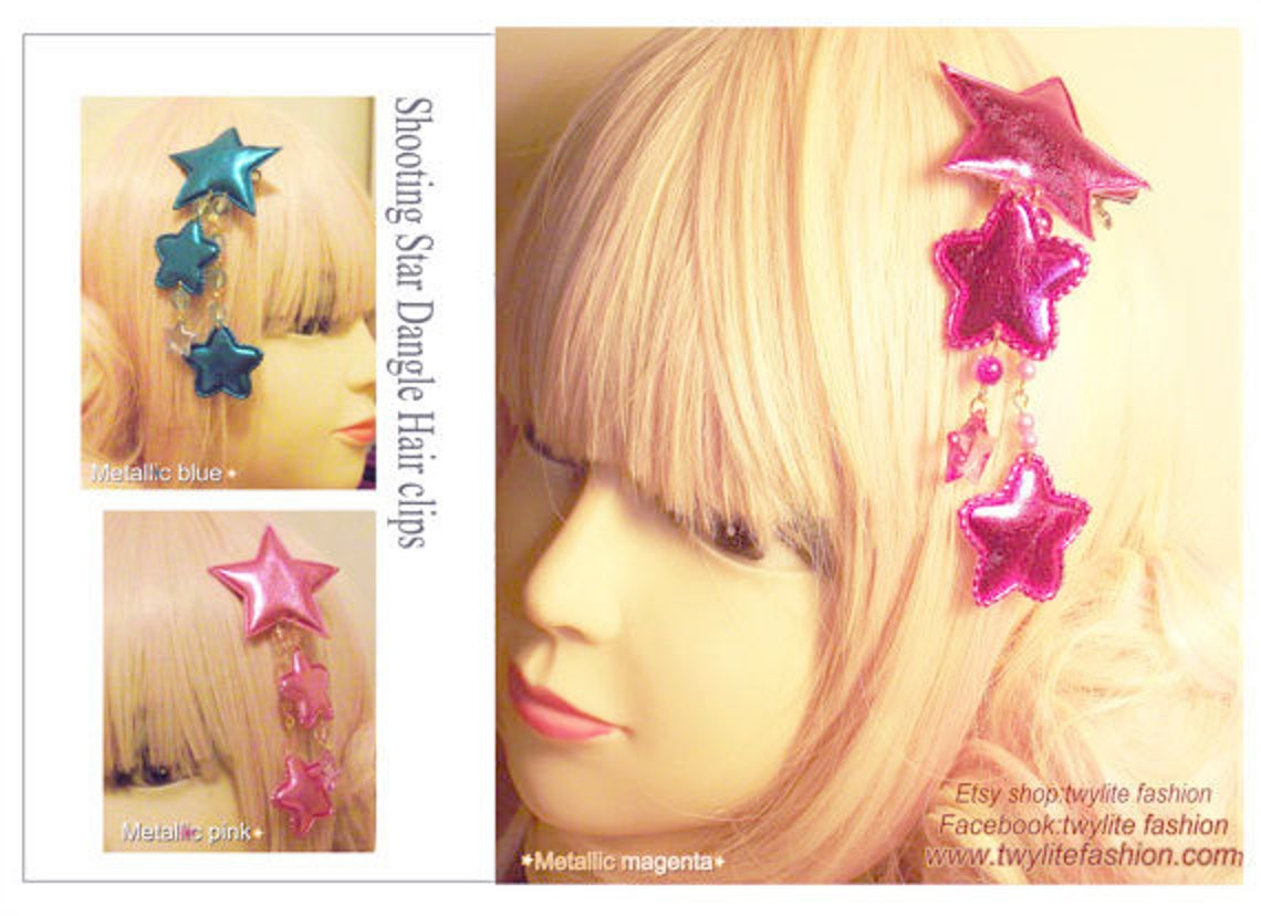 Shooting Star Dangle Hair clips Sweet | Etsy