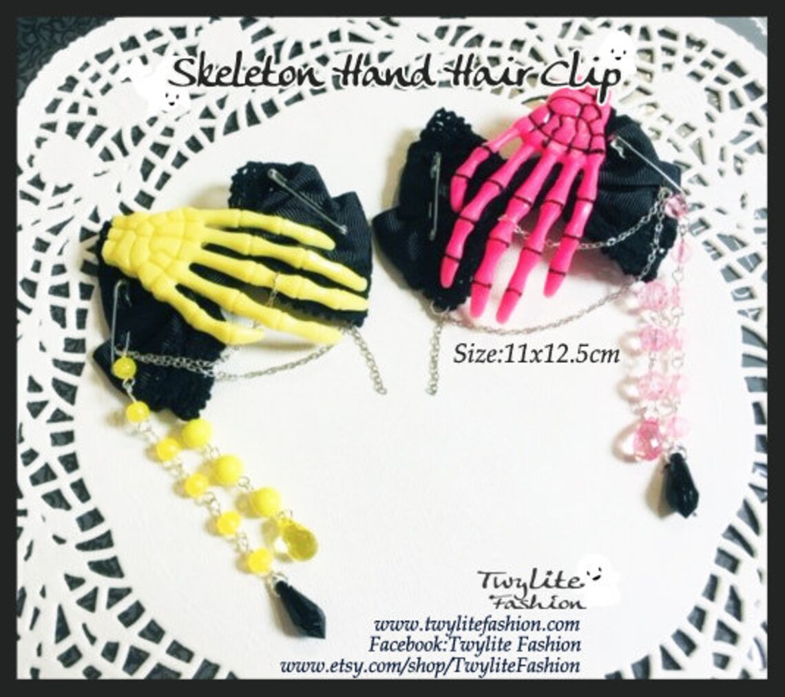 Skeleton Hand Hair Clip - Halloween/gothic/punk/alternative Fashion ...