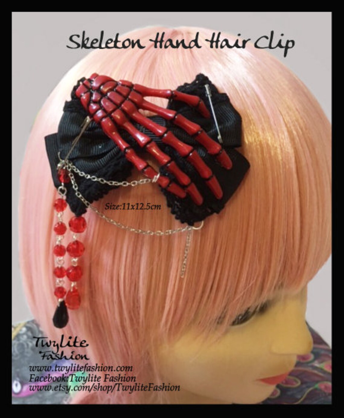 Skeleton Hand Hair Clip - Halloween/gothic/punk/alternative Fashion ...
