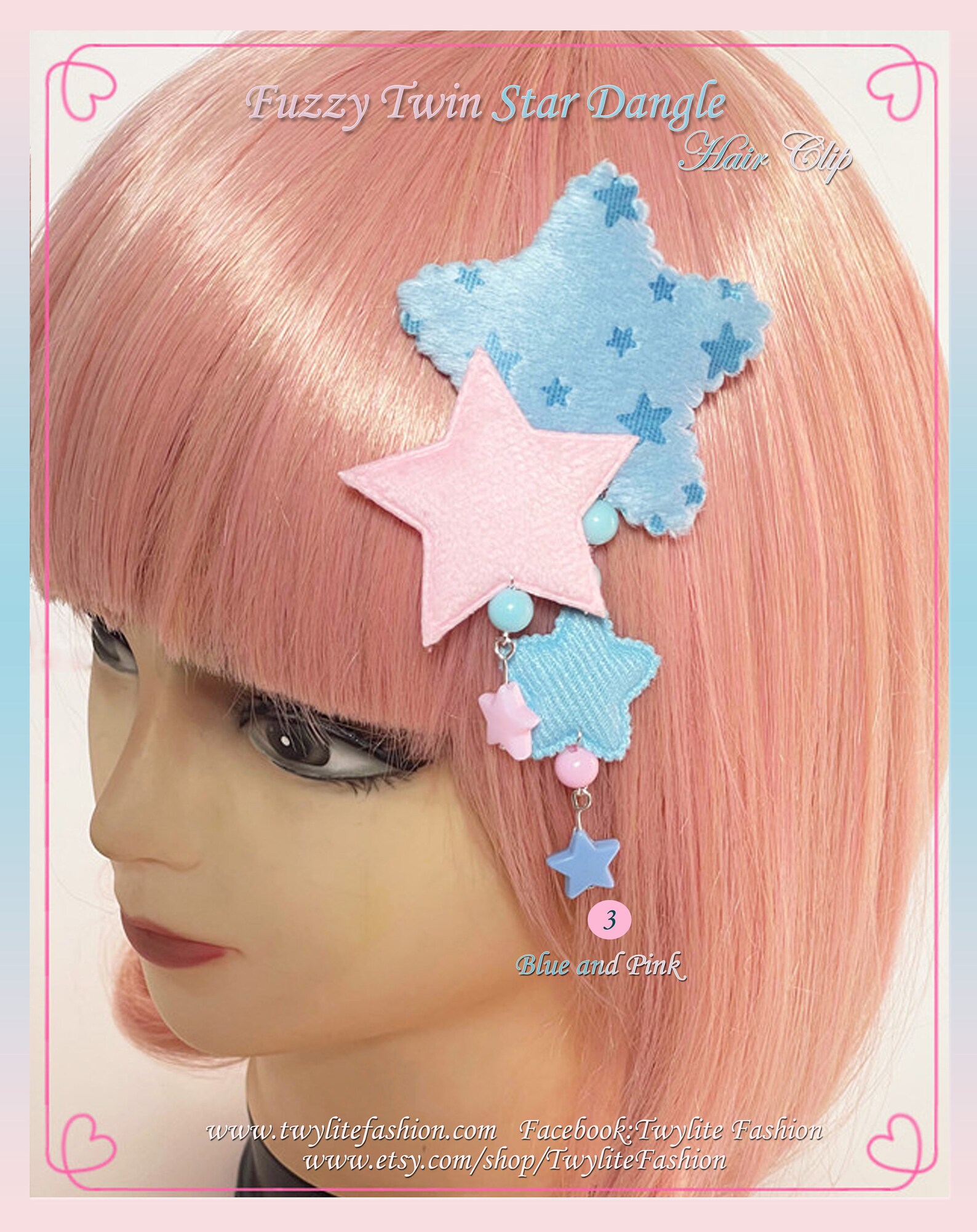 Fuzzy Twin Star Dangle Hair Clips Sweet - Etsy