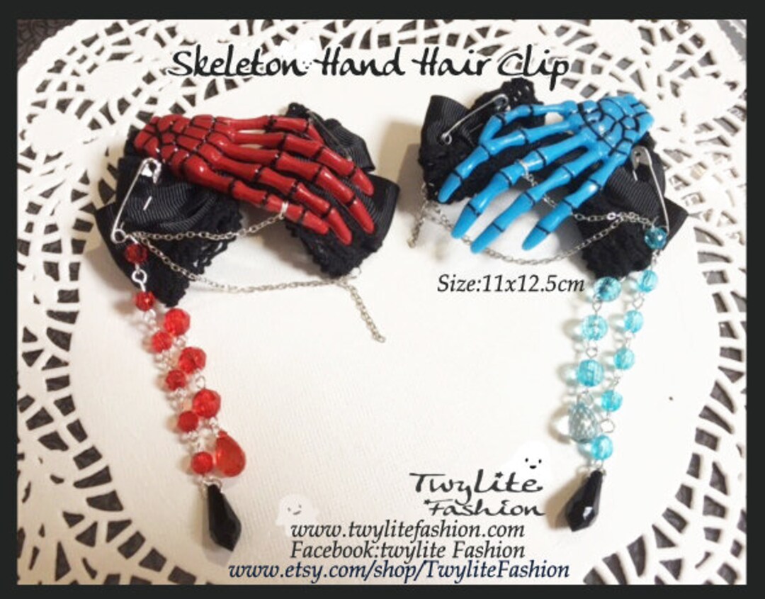 Skeleton Hand Hair Clip - Halloween/gothic/punk/alternative Fashion ...