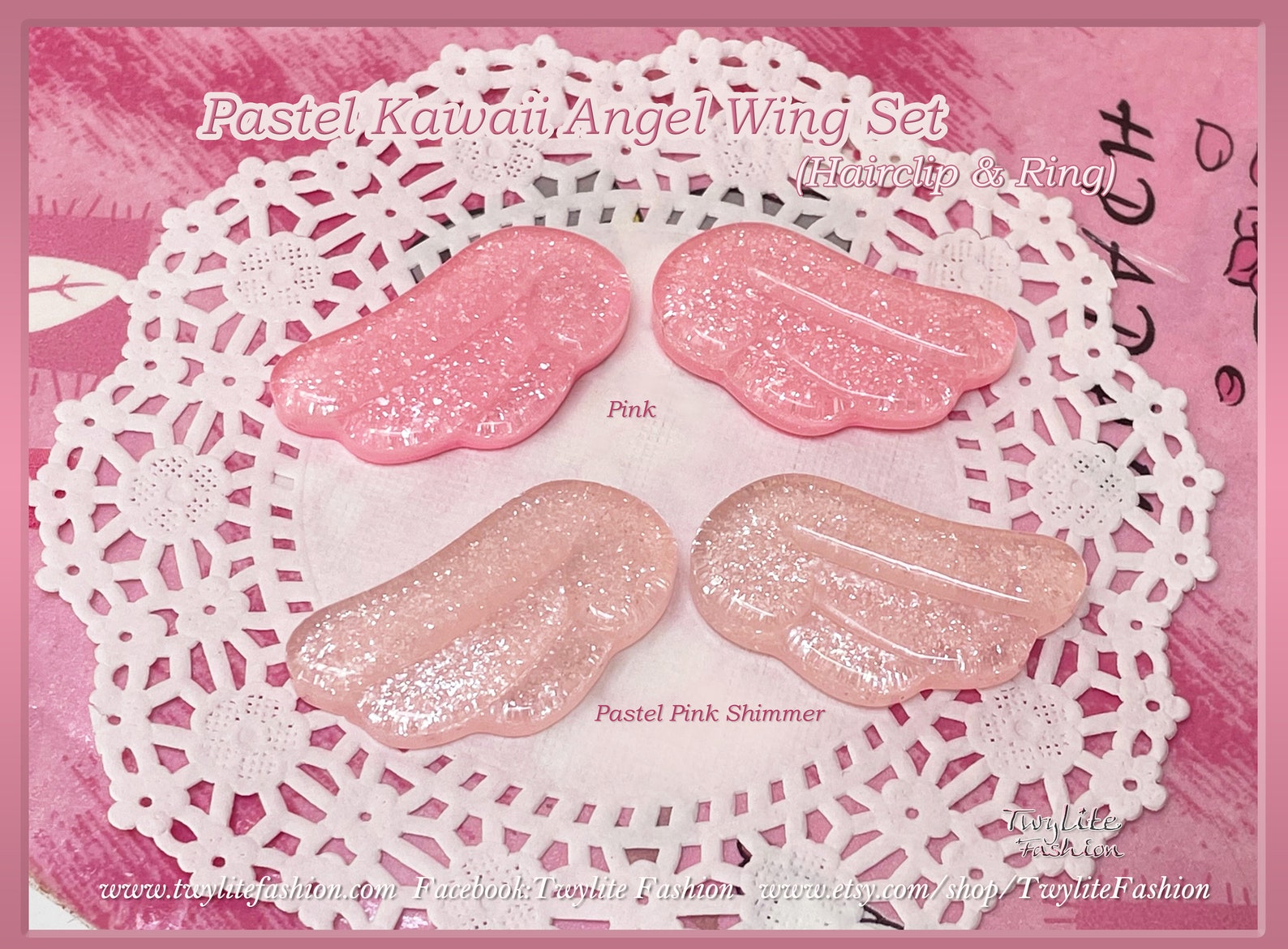 Pastel Kawaii Angel Wing Set hair Clips and Rings Sweet | Etsy