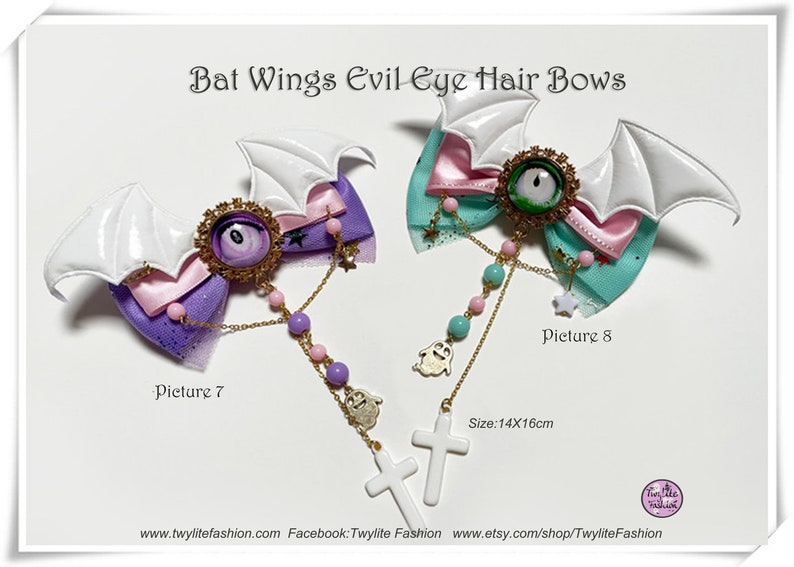 Bat Wings Evil Eye Hair Bow: Gothic Halloween Clip - Etsy