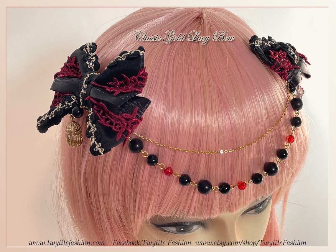 Classic Gold Lacy Bow Classic Lolita/sweet Lolita/gothic - Etsy