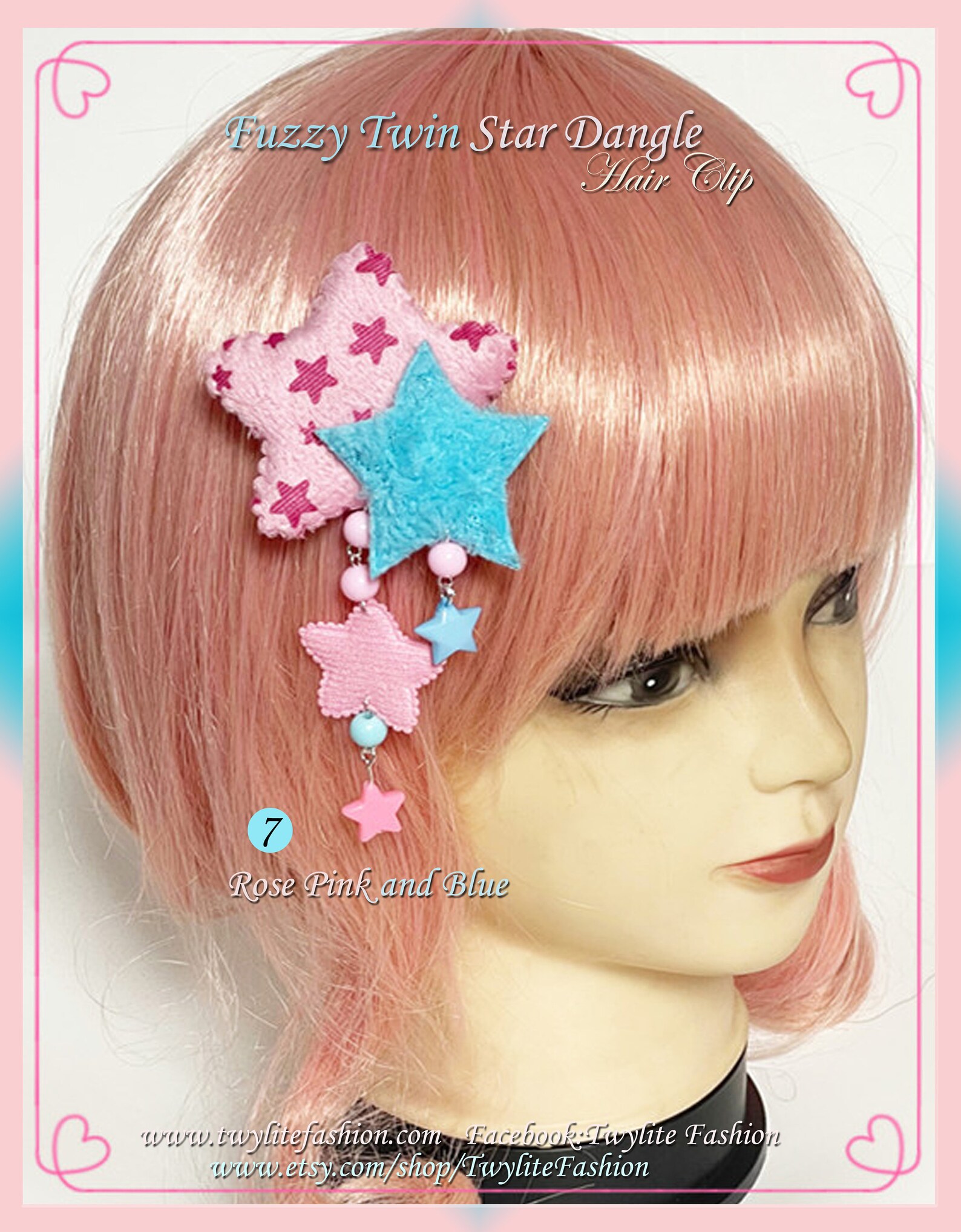 Fuzzy Twin Star Dangle Hair Clips Sweet - Etsy