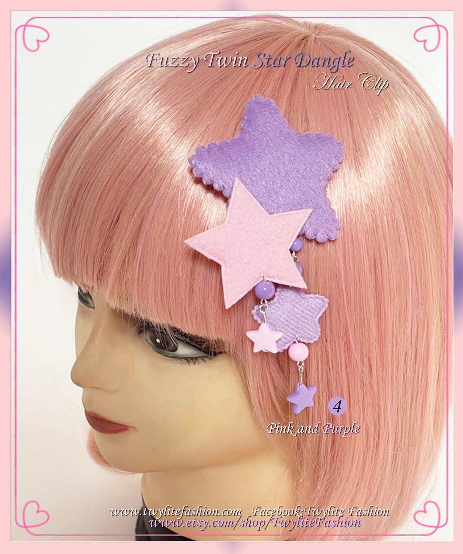 Fuzzy Twin Star Dangle Hair Clips Sweet - Etsy