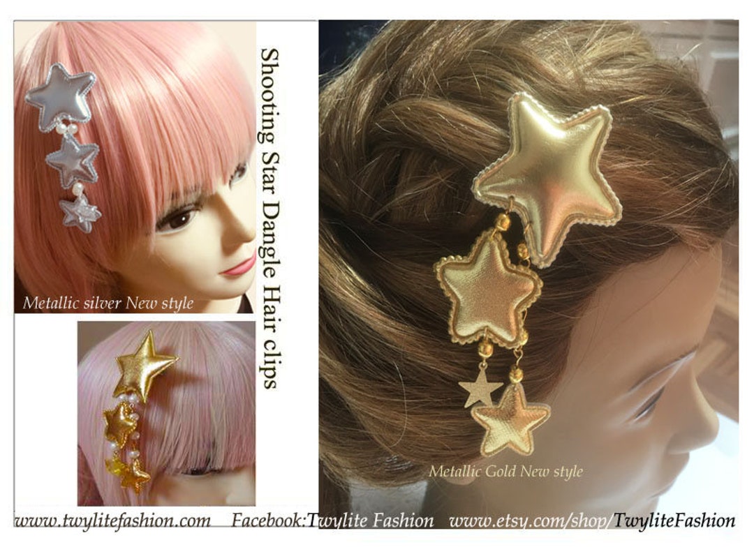 Shooting Star Dangle Hair Clips - Sweet Lolita/harajuku/fairykei/decora ...