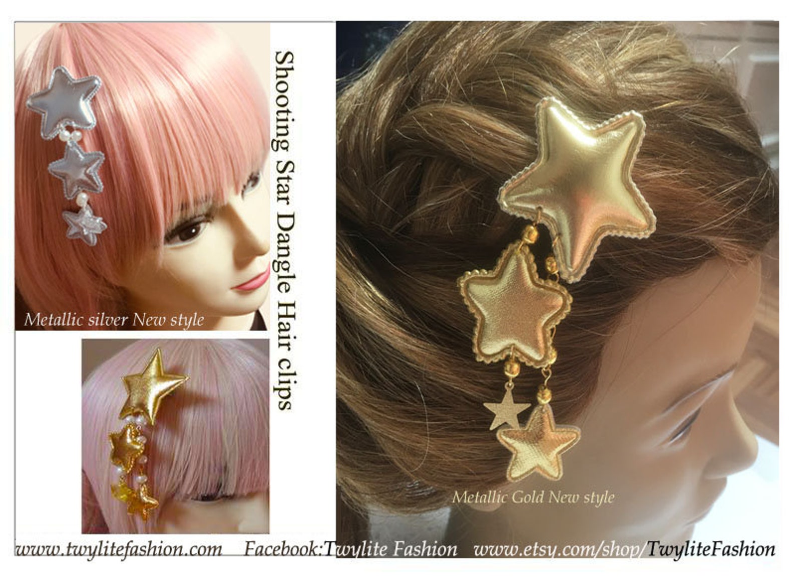 Shooting Star Dangle Hair Clips Sweet | Etsy