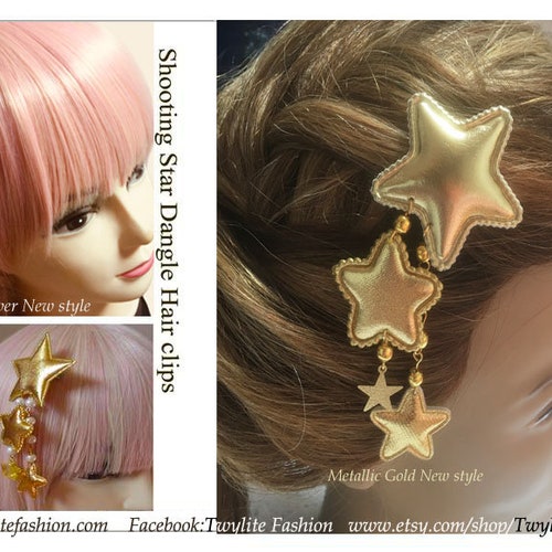 Shooting Star Dangle Hair Clips Sweet | Etsy