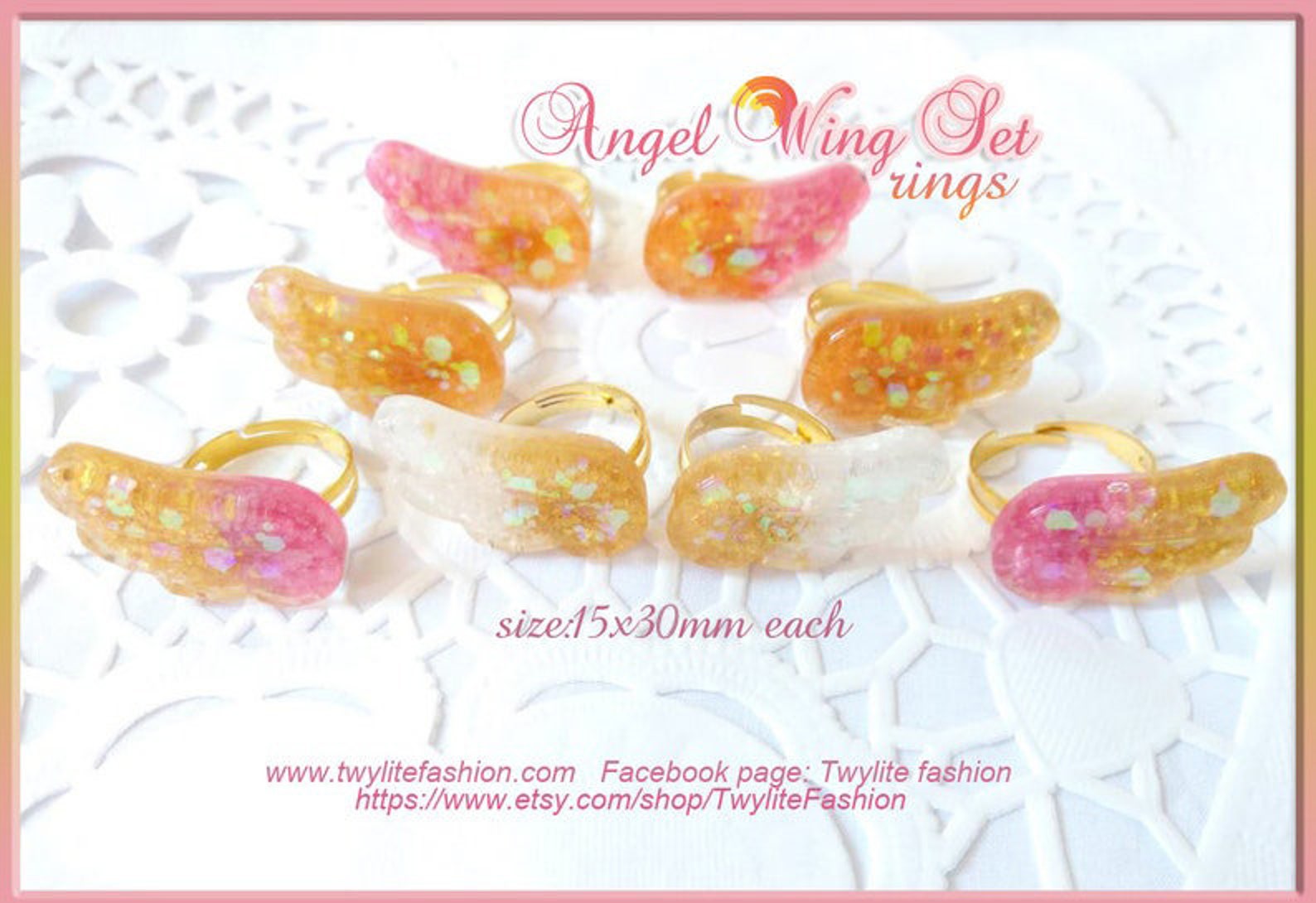 Pastel Kawaii Angel Wing Set hair Clips and Rings Sweet | Etsy