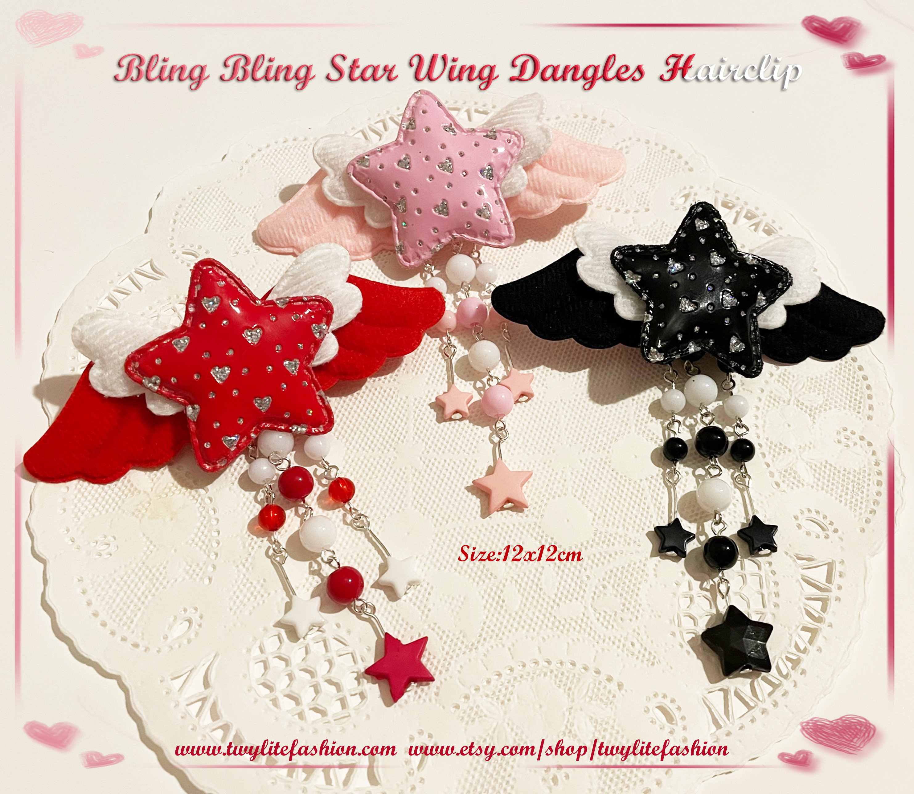 Bling Bling Star Wing Dangles Hairclip sweet Lolita kawaii harajuku Fashion Style Etsy Canada