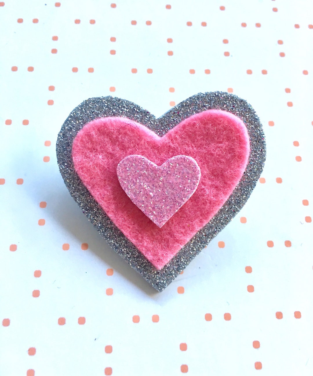 Pink Heart Brooch Love Heart Brooch Valentine Gift Valentines ...