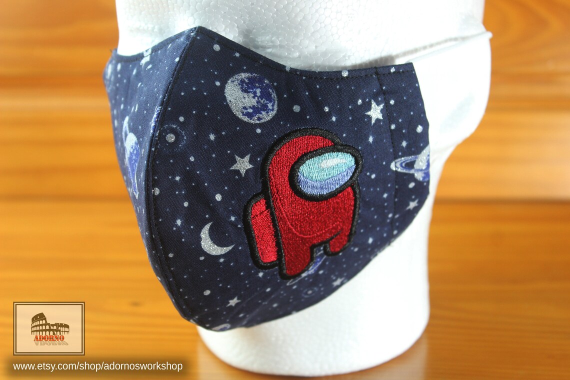 Among Us Embroidered Reusable Face Mask made With Galaxy - Etsy