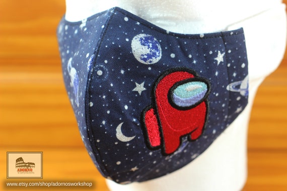 Among Us Embroidered Reusable Face Mask made With Galaxy | Etsy