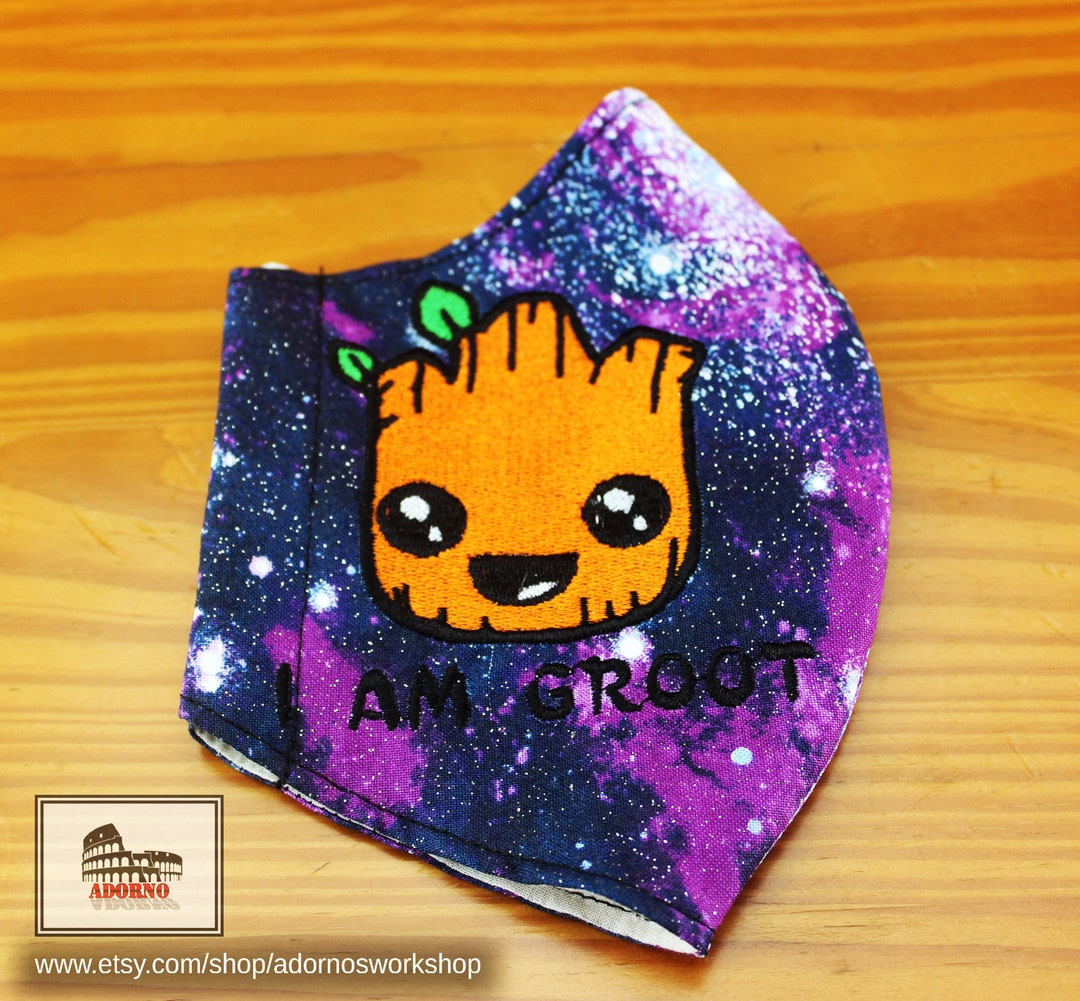 Baby Groot Embroidered Reusable Face Mask (made With Galaxy Cotton ...