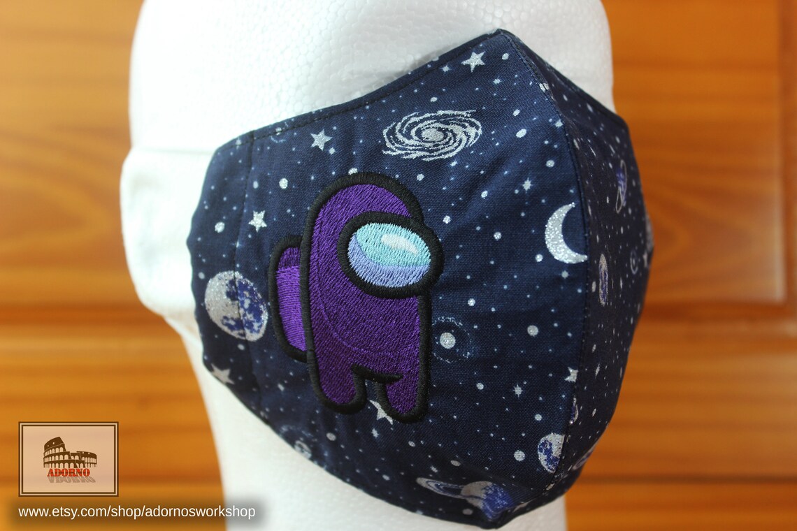 Among Us Embroidered Reusable Face Mask made With Galaxy - Etsy