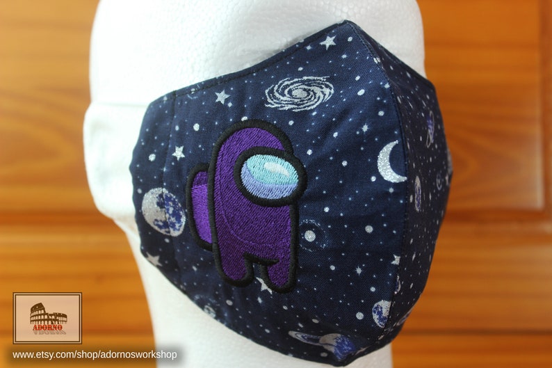 Among Us Embroidered Reusable Face Mask made With Galaxy - Etsy