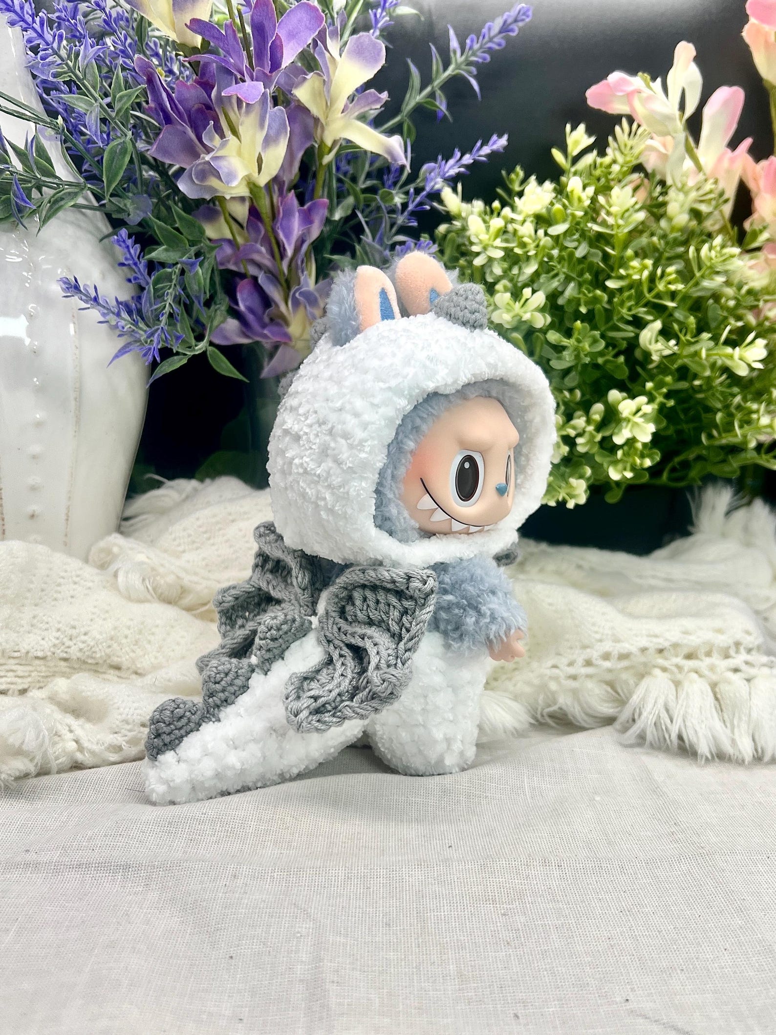 Labubu Angel in Cloud Outfit, Crochet Dragon Clothes for Pop Mart ...