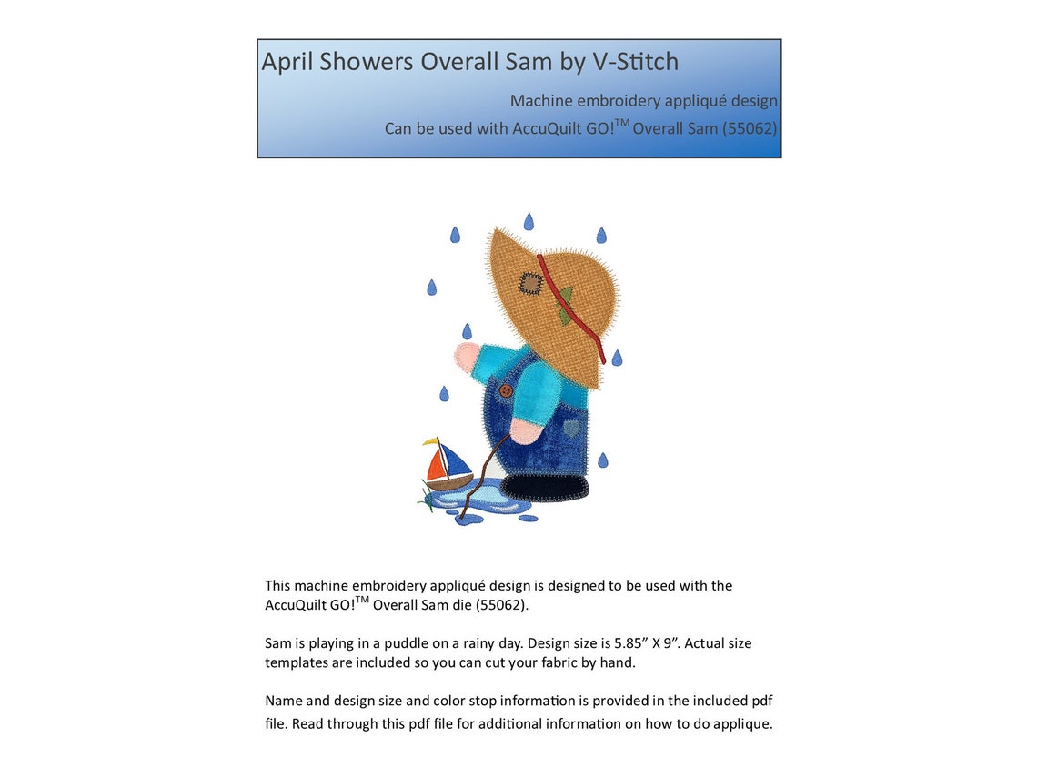 April Showers Applique Machine Embroidery Design (digital Download ...