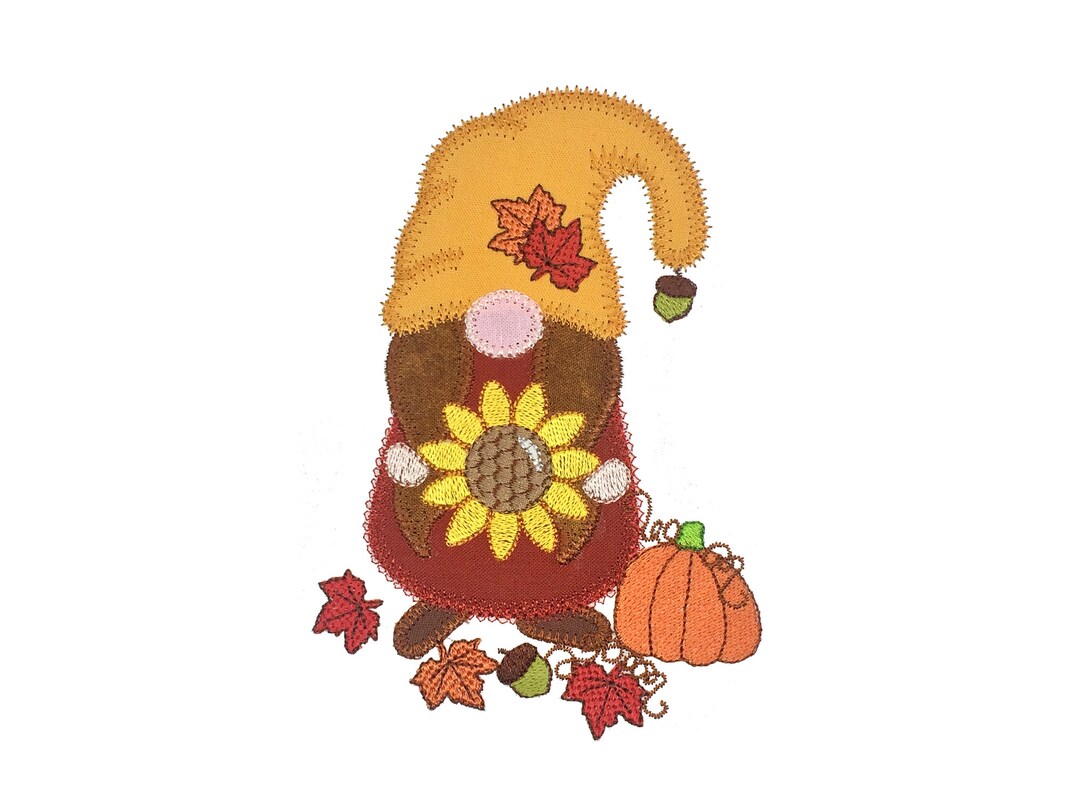 Fall Girl Gnome Applique Design. Instant Download Available. Hoop Size ...