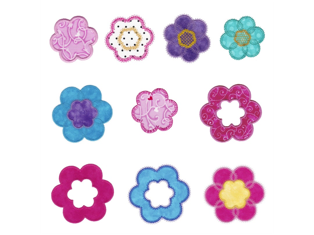 Accucut Flower – Nested Appliqué Embroidery Design Set. Instant Download Available. Hoop Size is ...