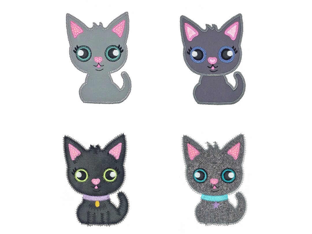 Kitten Set Applique Design Set. Instant Download Available. Hoop Size ...