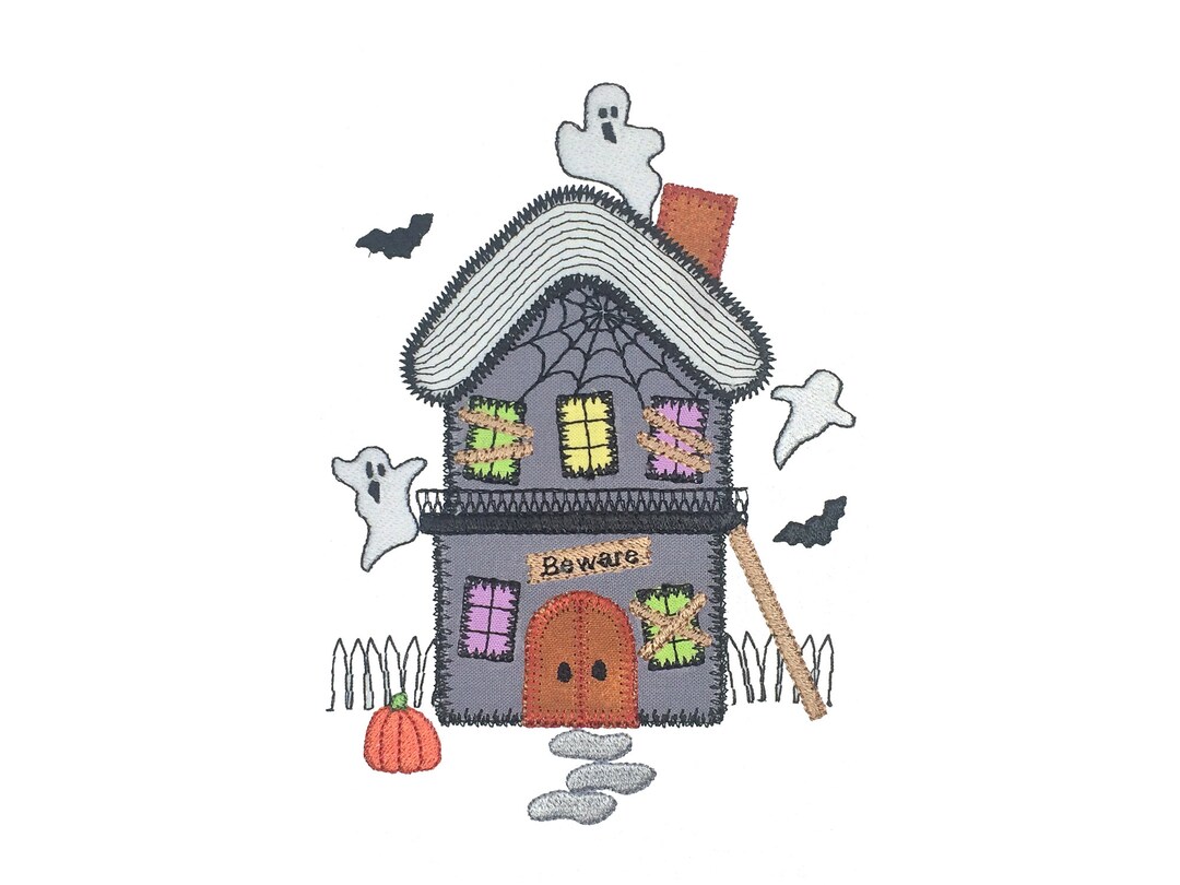 Creepy Haunted House Applique Design. Instant Download Available. Hoop ...