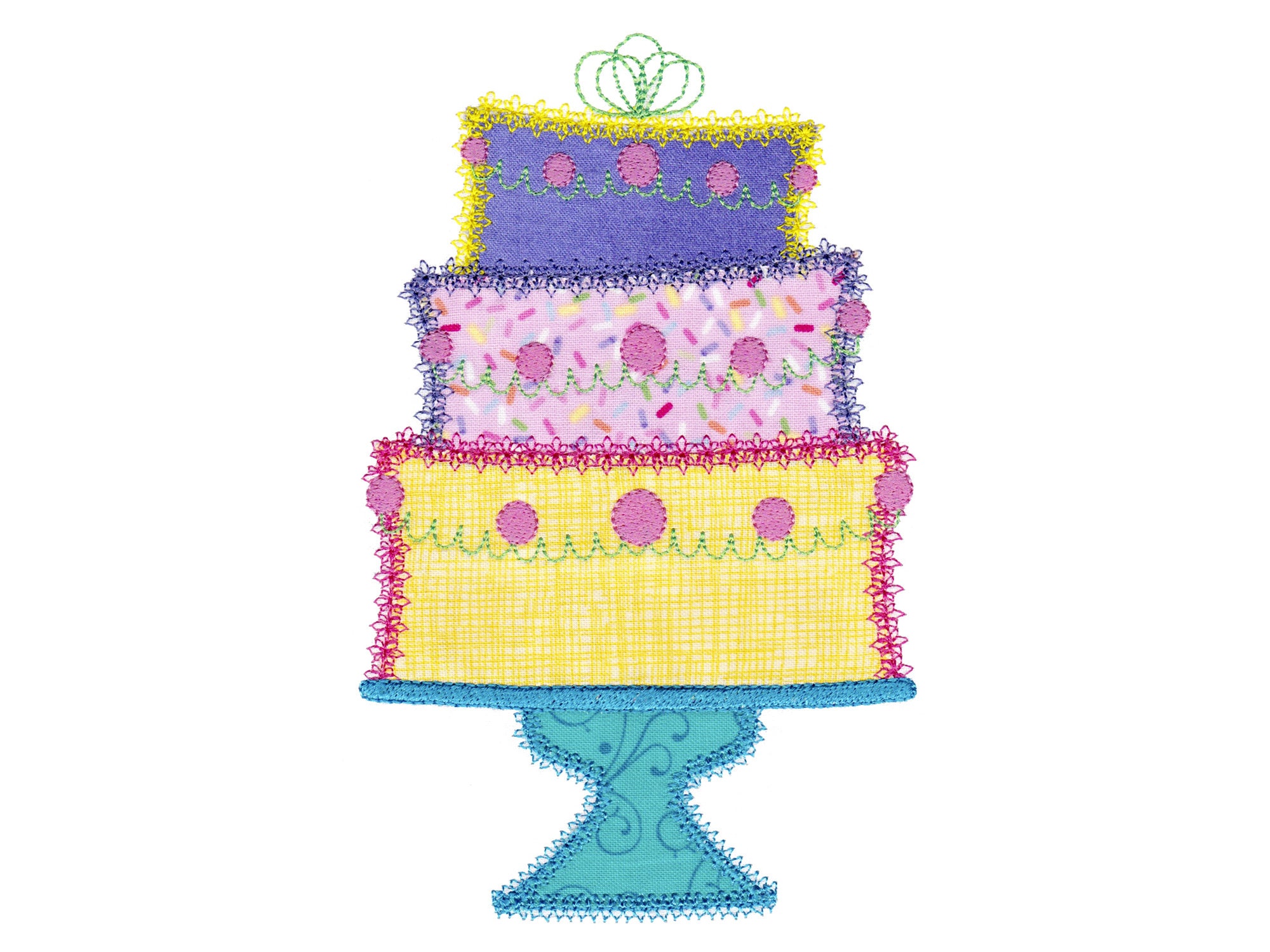 Large 3 layer cake applique machine embroidery design. Instant | Etsy