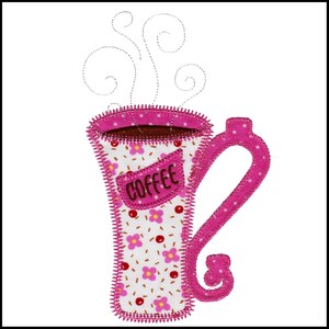 Coffee Mug 1 Applique Machine Embroidery Design Set. Instant Download ...