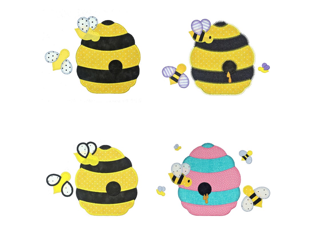 Bee and Beehive Applique Machine Embroidery Designs (6"x9") - Etsy