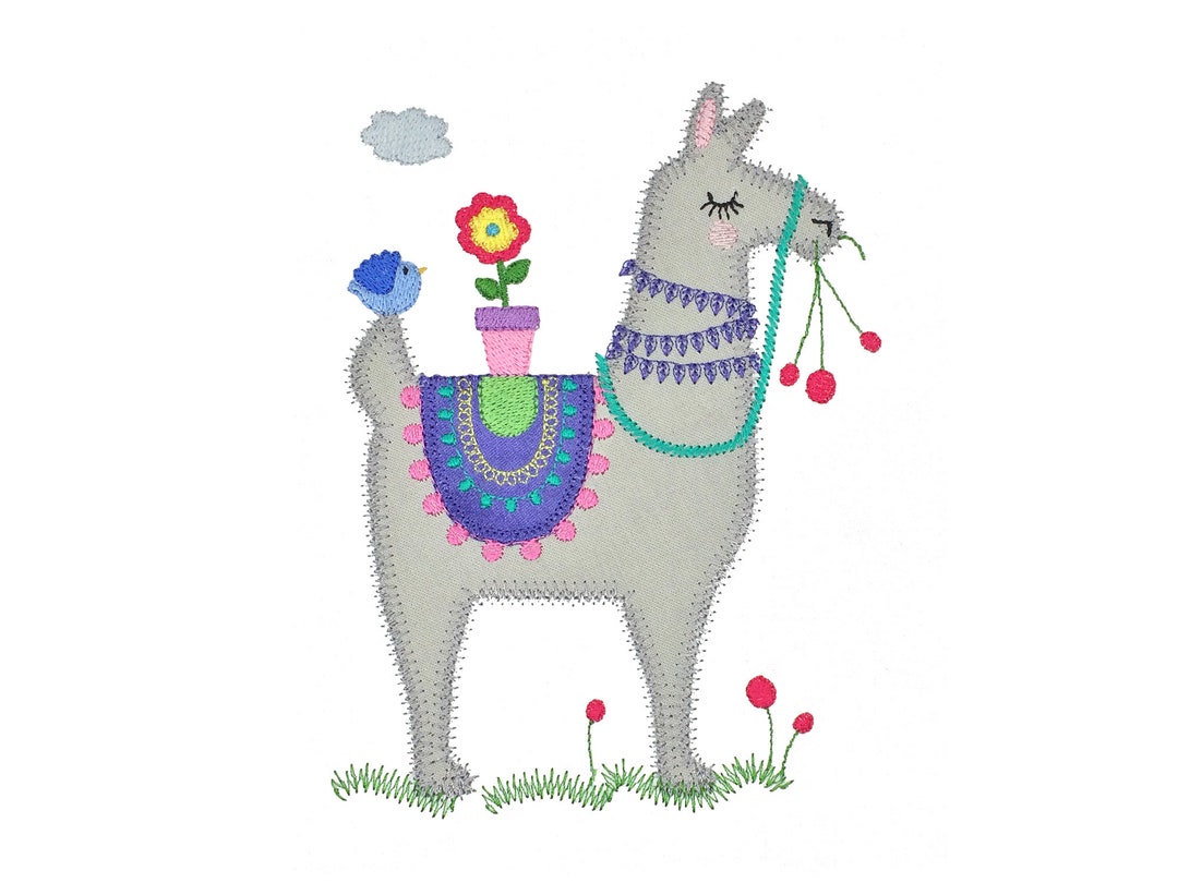 Spring Llama Applique Design. Instant Download Available. Hoop Size is ...