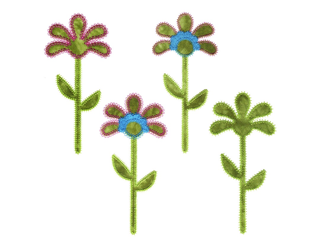 Sizzix Flower With Leaves and Stem 2 Appliqué Embroidery Design Set ...