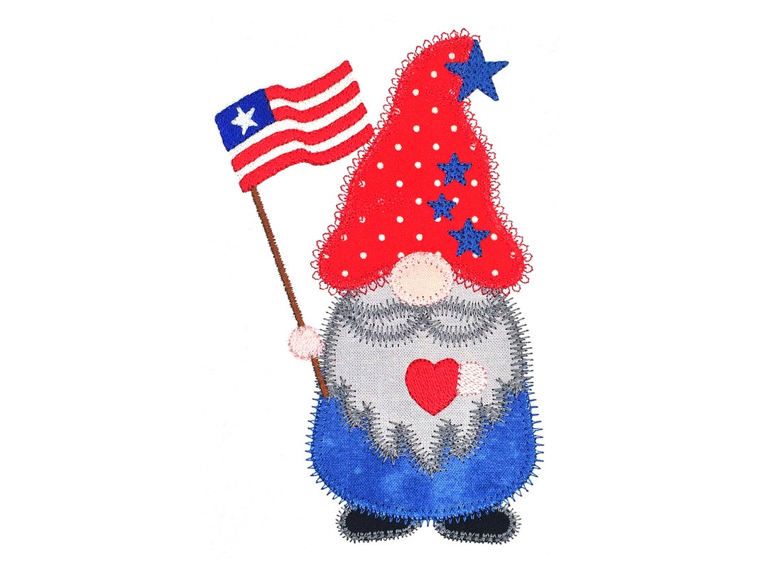 Patriotic Gnome Applique Design. Instant Download Available. Hoop Size ...