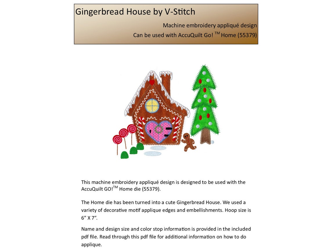 Gingerbread House Applique Design. Instant Download Available. Hoop ...