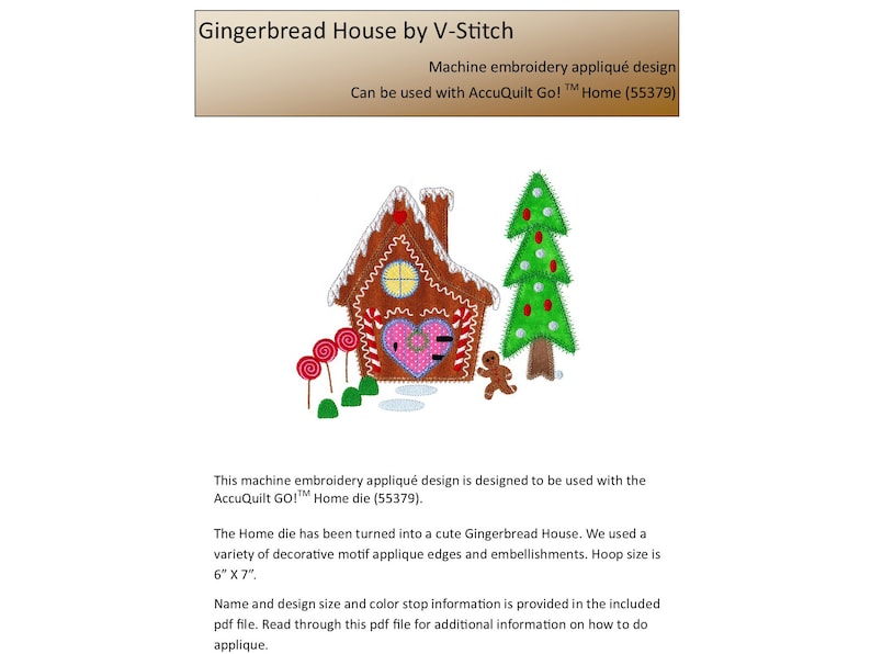Gingerbread House Applique Design. Instant Download Available. Hoop ...