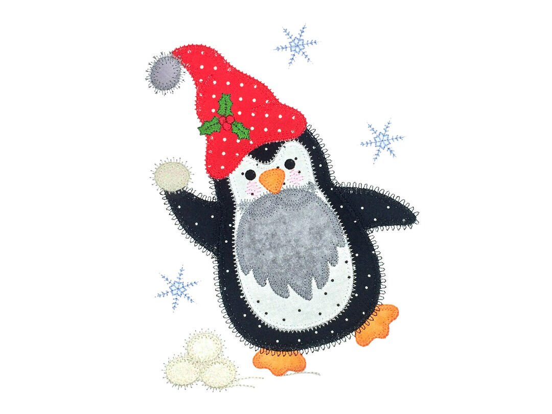 Snowball Penguin Applique Machine Embroidery Design. Compatible With ...